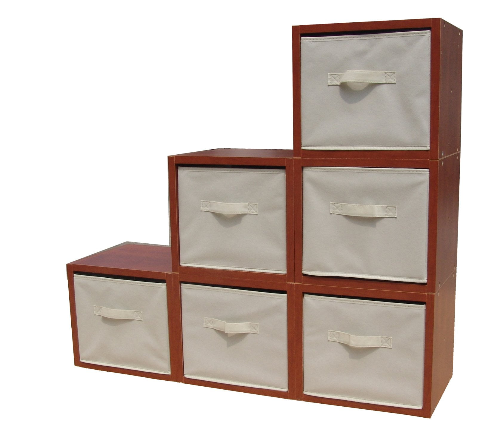 ® Cubby Hole Storage Bin Modular Wood Blocks with Fabric Bins 6/Set ...