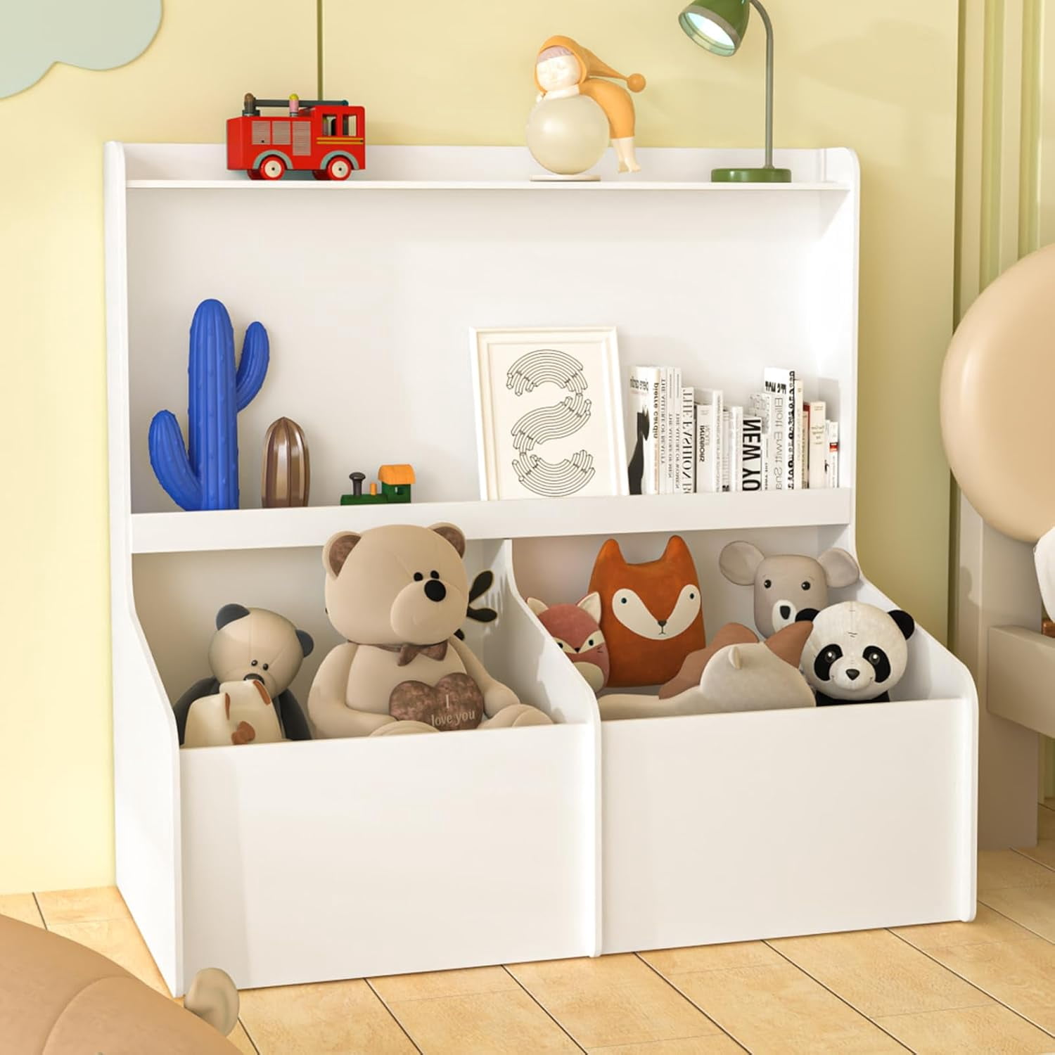 Cubby Toy Storage Cabinet 3 Tier Wooden Children Bookcase,Toy and Book ...