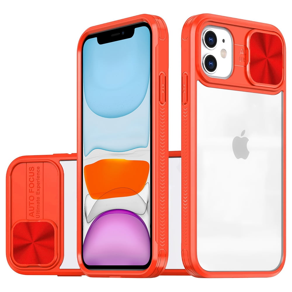 Cube® - Apple iPhone 11 (6.1) - Clear PC Hard Case with Red Rugged Grip ...