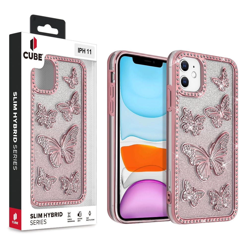 Cube® - Apple iPhone 11 (6.1) - Pink Glitter Shiny Shockproof Case with ...