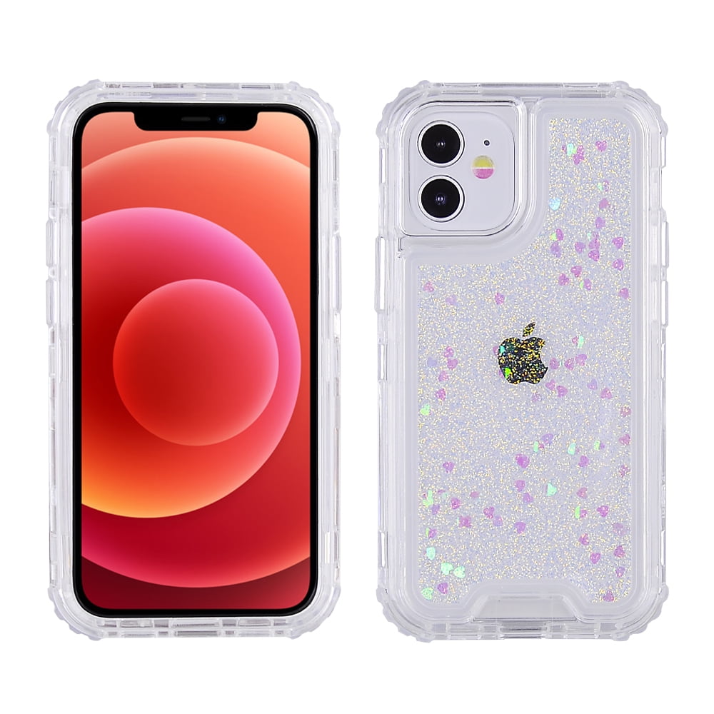 Cube® - Apple iPhone 12 Mini (5.4) - Rainbow Glitter Hearts Hybrid Case ...