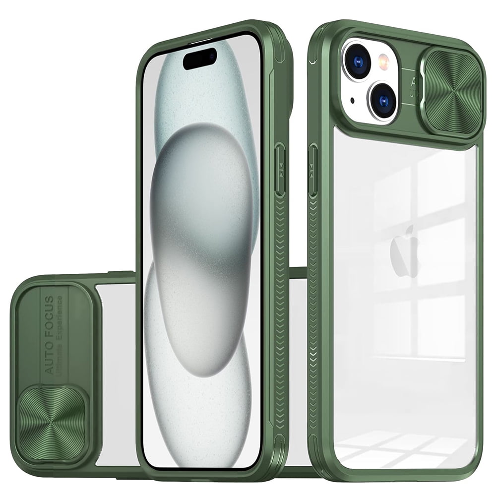 Cube® - Apple iPhone 15 (6.1) - Clear PC Hard Case with Dark Green ...