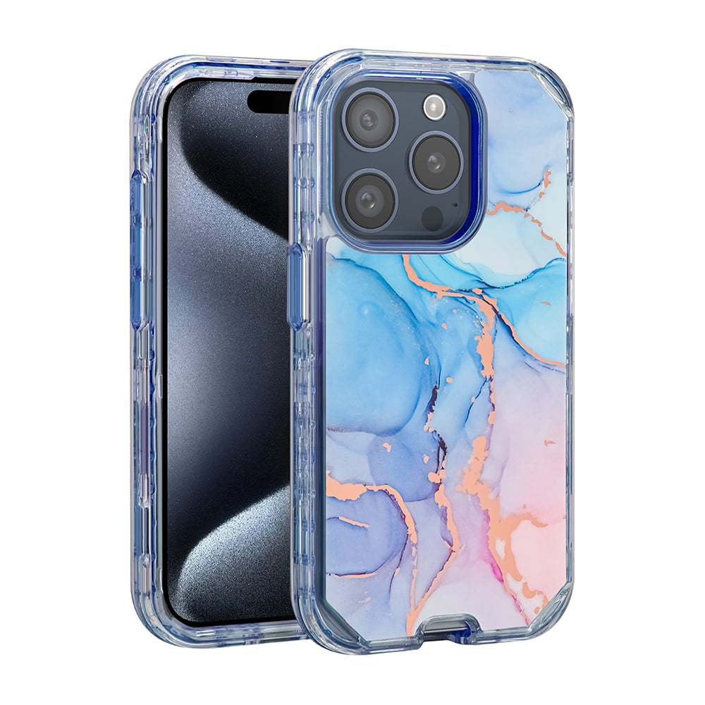 Cube® - Apple iPhone 15 Pro (6.1) - Blue and Pink Marble Design with ...