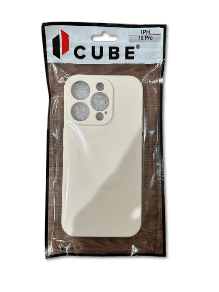 CUBE Iphone 15 pro white smooth premium silicon case with mag safe ...