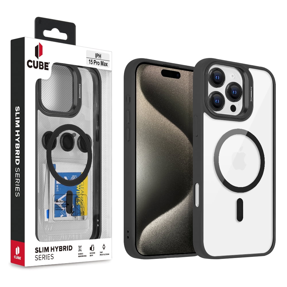 Cube® - Apple iPhone 15 Pro Max (6.7) - Clear PC & Black TPU bumper ...