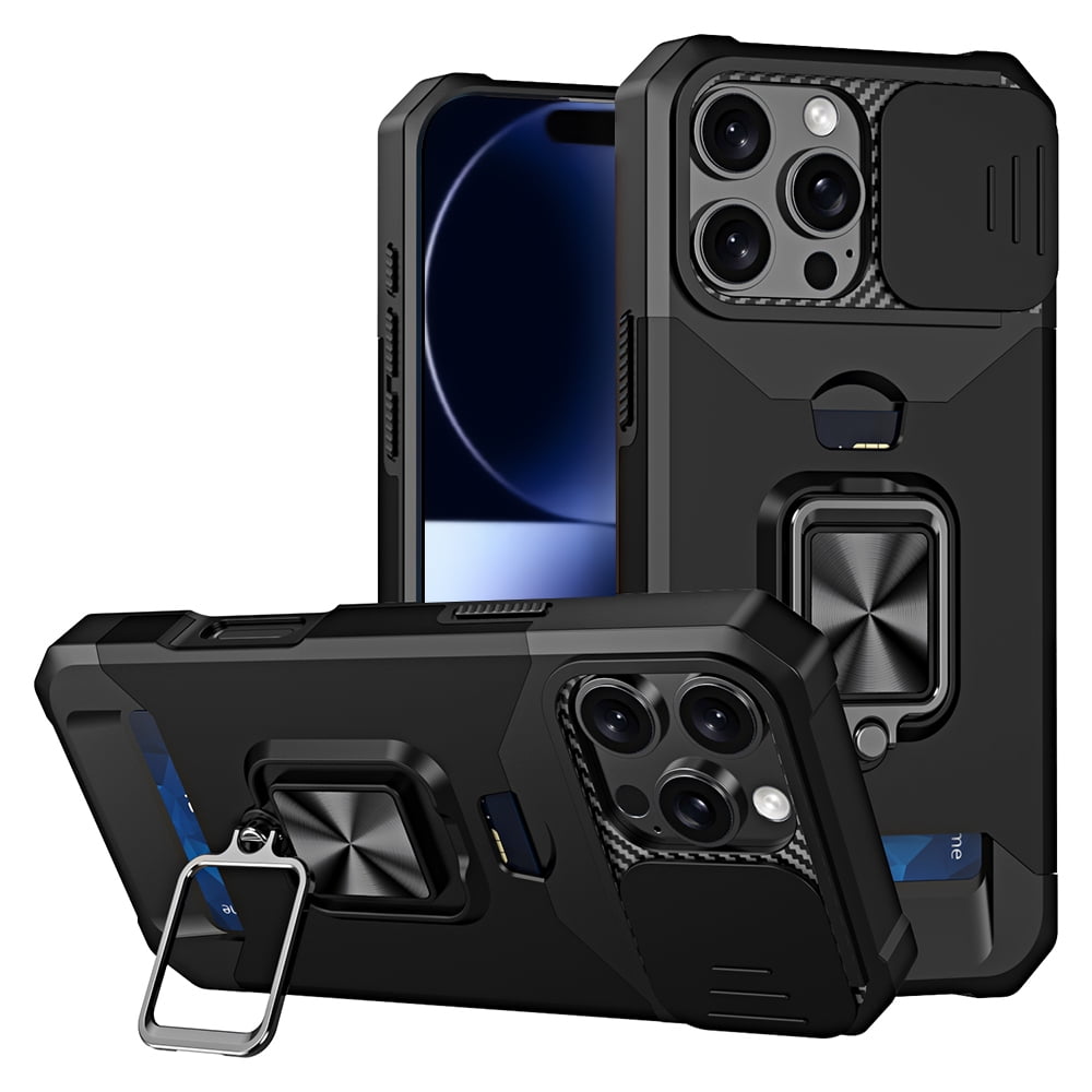 Cube® - Apple iPhone 16 Pro (6.3) - Black Colored Hard Back Slide Out ...