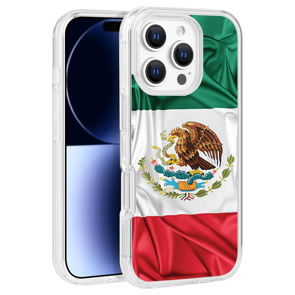Cube® - Apple iPhone 16 Pro (6.3) - Mexico Flag Texture Design on Clear ...