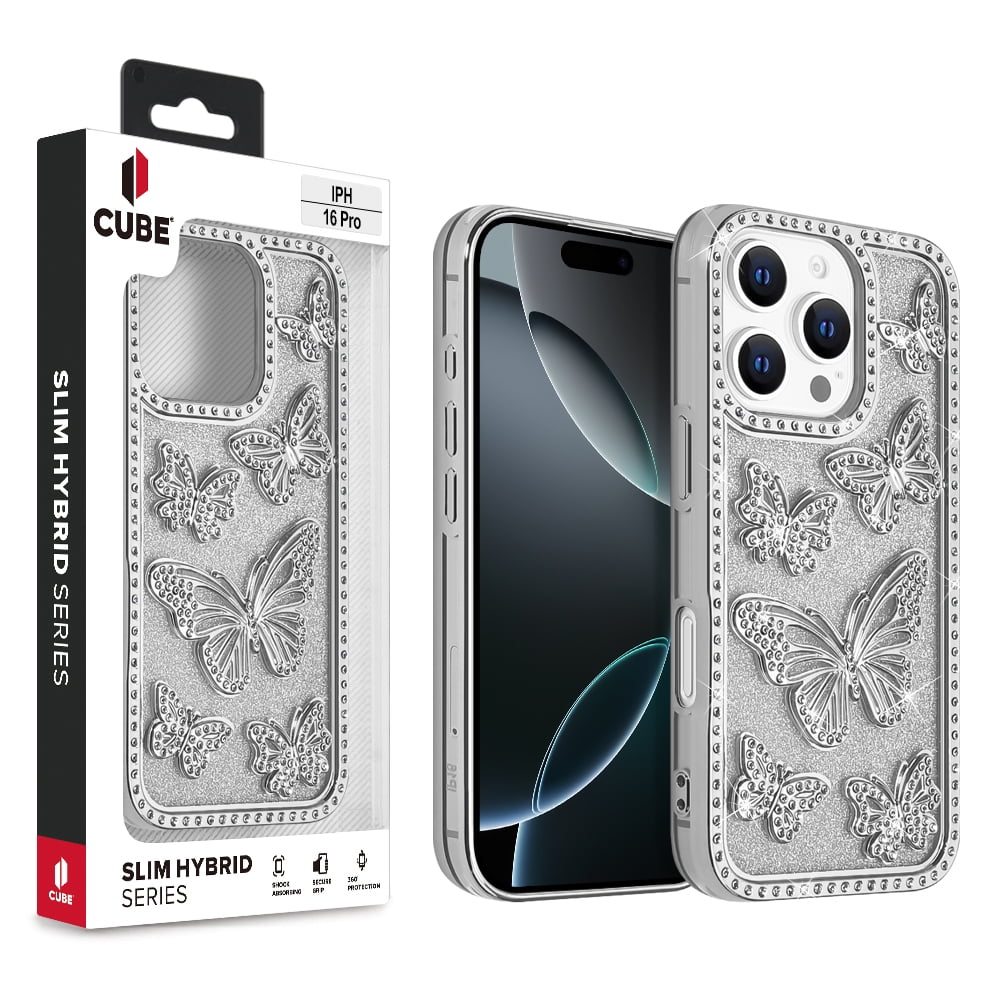 Cube® - Apple iPhone 16 Pro (6.3) - Silver Glitter Shiny Shockproof ...