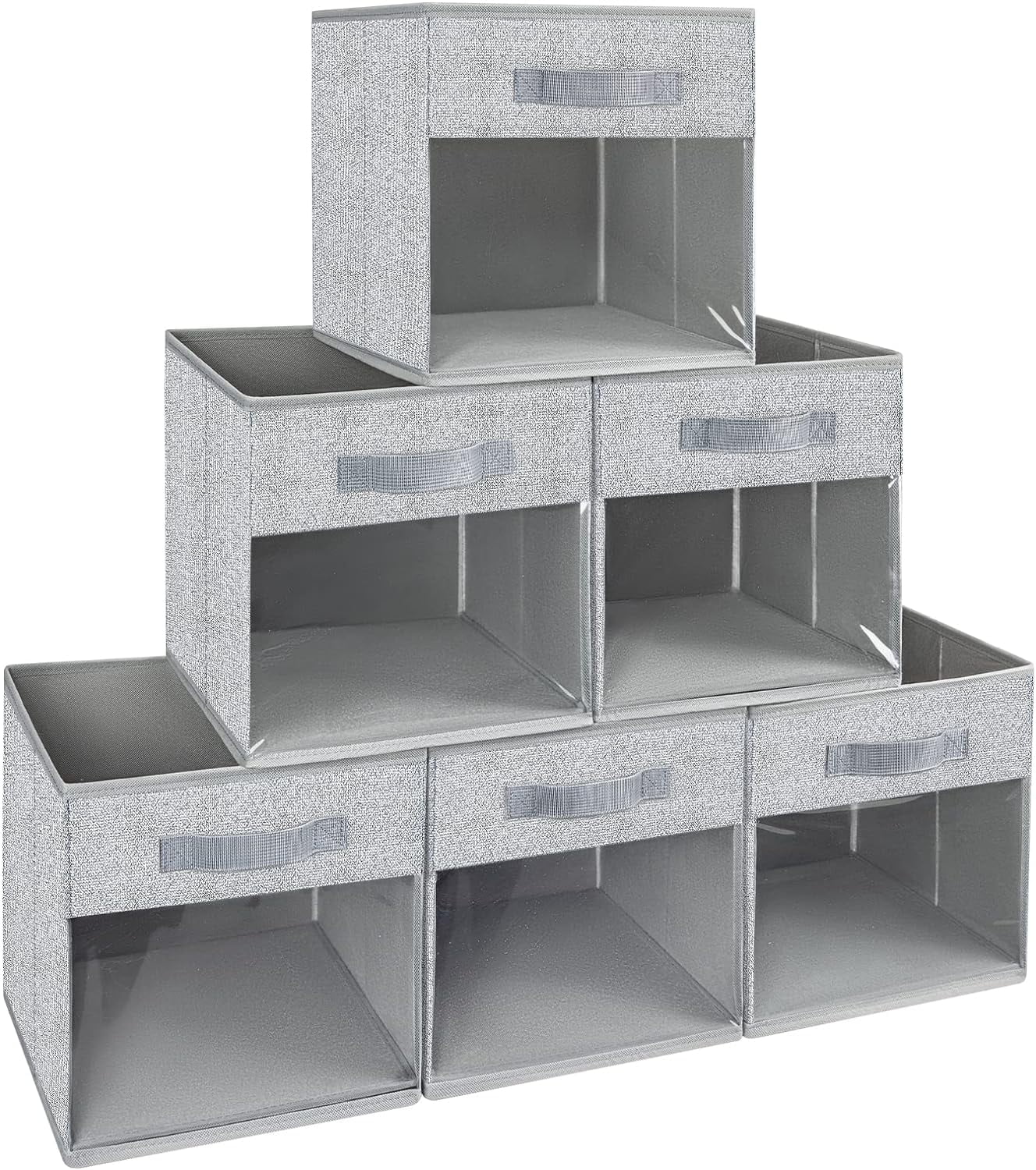 Cube Bins, 12.2-Inch Storage Bins Cubes with Window, 6 Packs ...