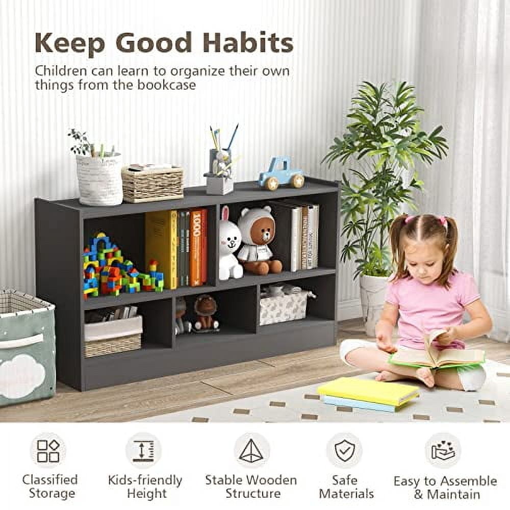 Cube Bookcase, 2-Tier 5 Cube Open Storage Cabinet, Horizontal Bookshelf ...