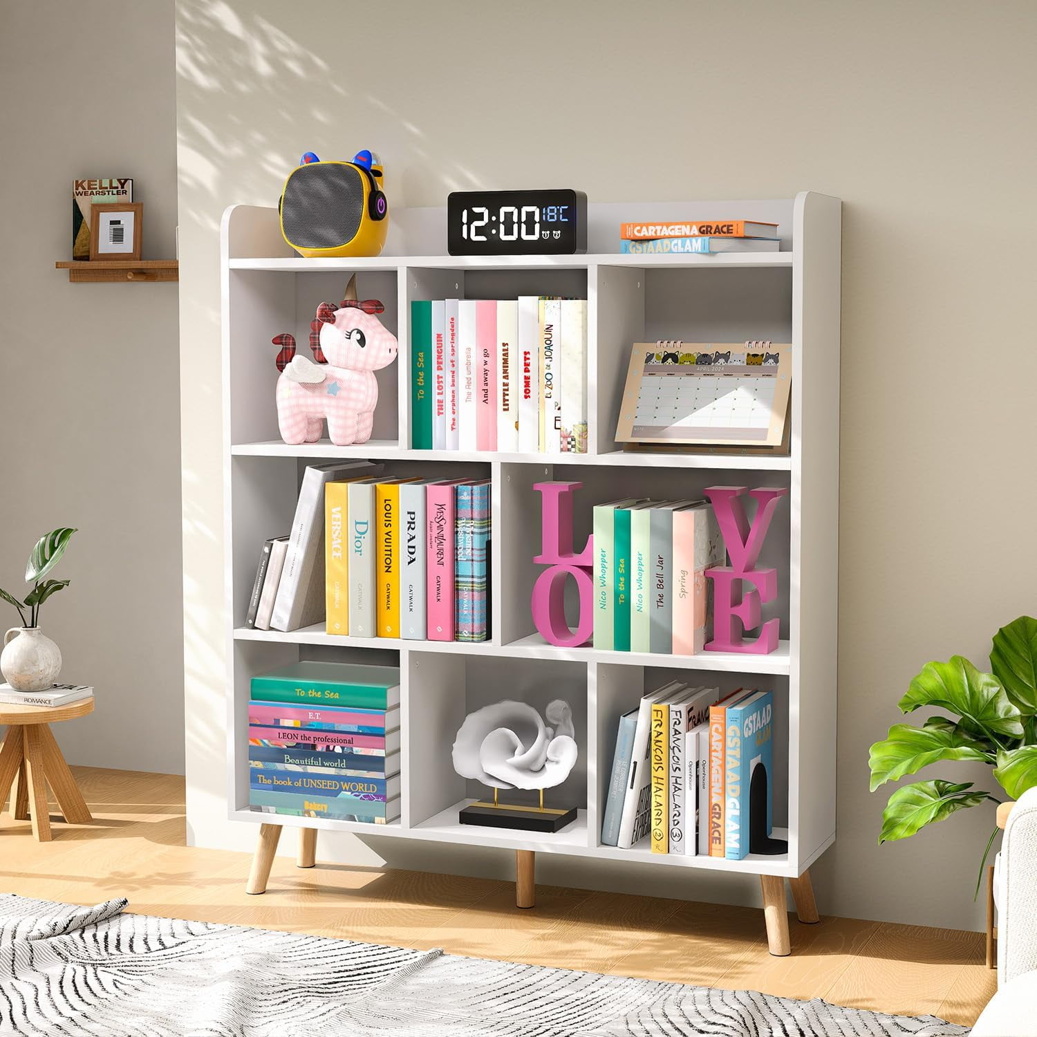 Cube Bookcase, Cube Storage Organizer with Legs, Display Bookshelf for ...