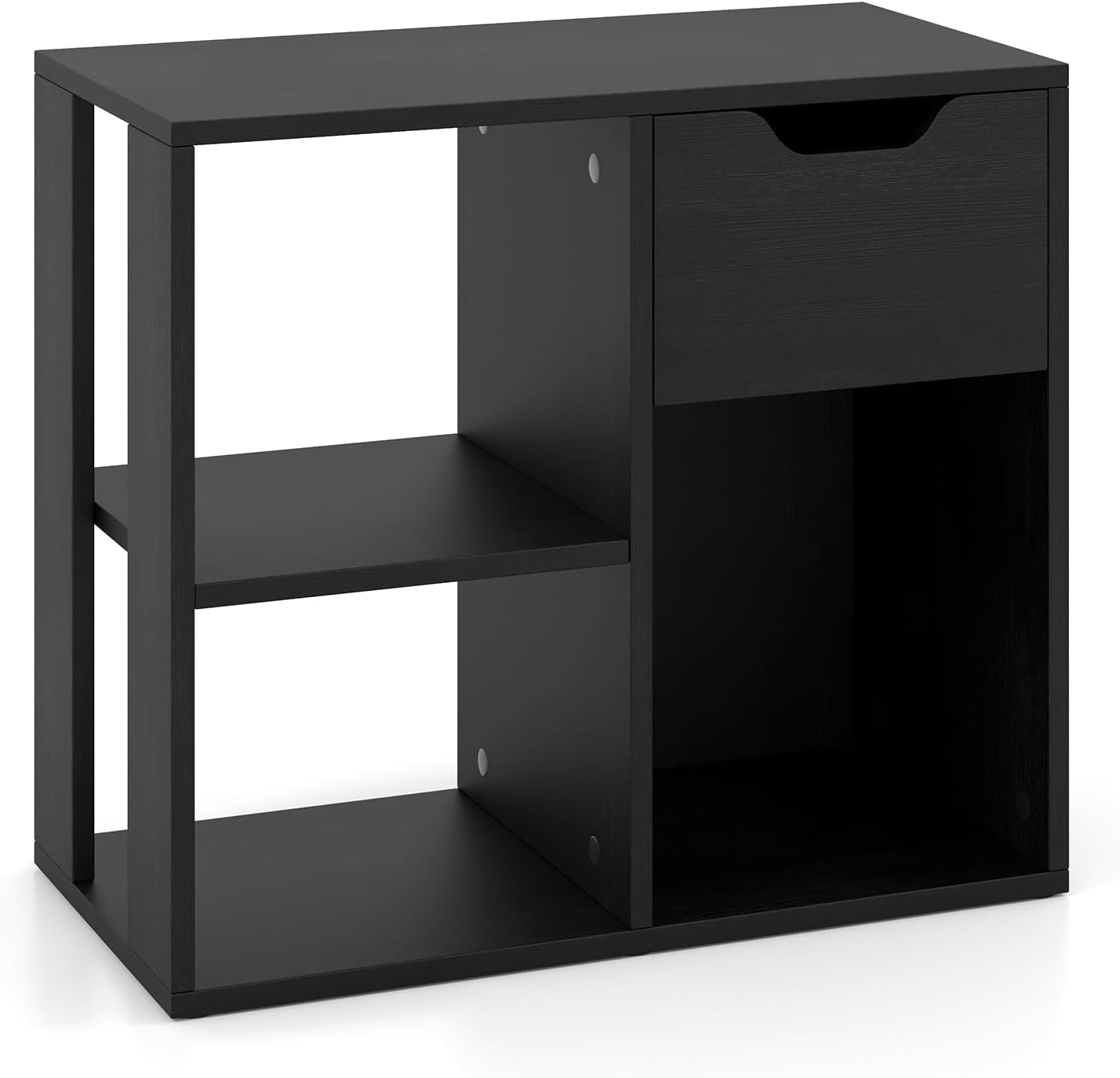 Cube Bookcase, Small Bookshelf with Storage Drawer, 3 Cubby Storage ...