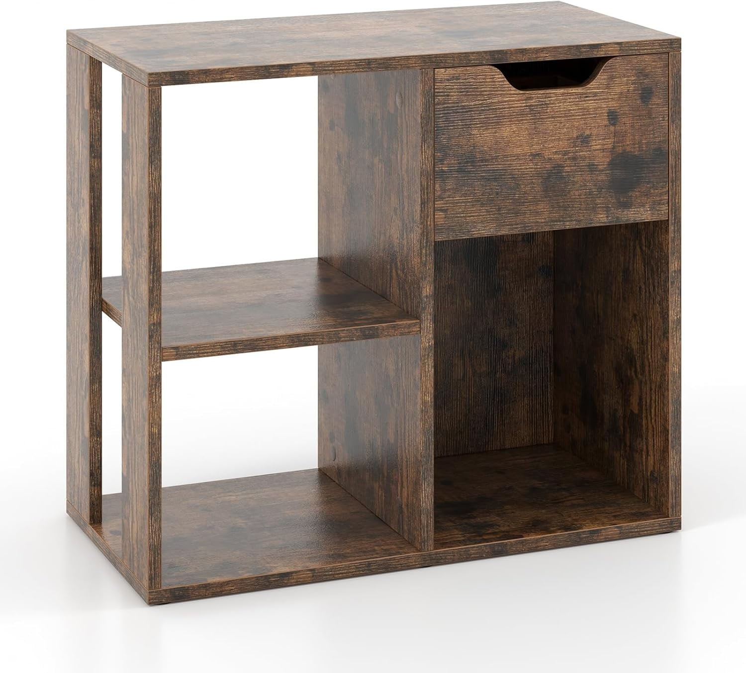 Cube Bookcase, Small Bookshelf with Storage Drawer, 3 Cubby Storage ...