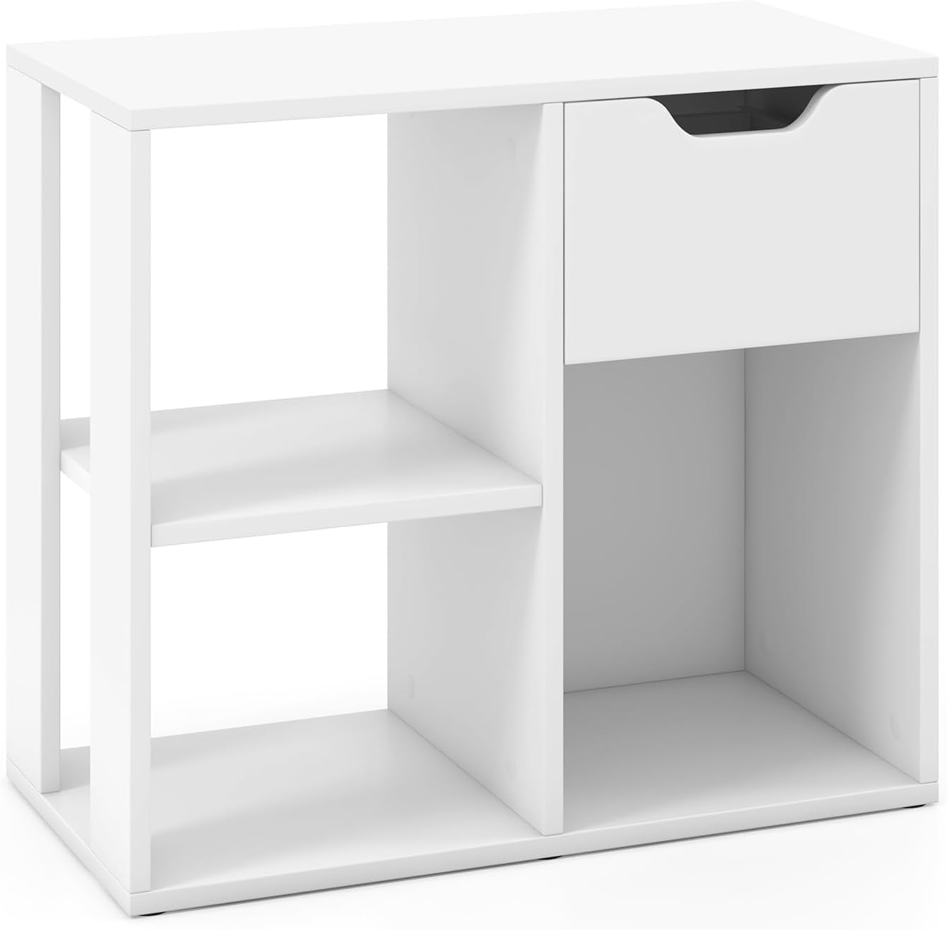 Cube Bookcase, Small Bookshelf with Storage Drawer, 3 Cubby Storage ...