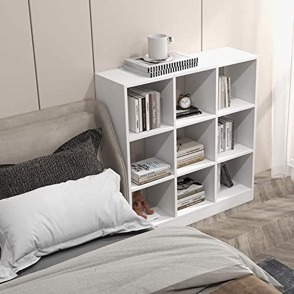 Cube Bookcase, White Book Shelf with 4 Cubes, 2-Tier Small Display ...