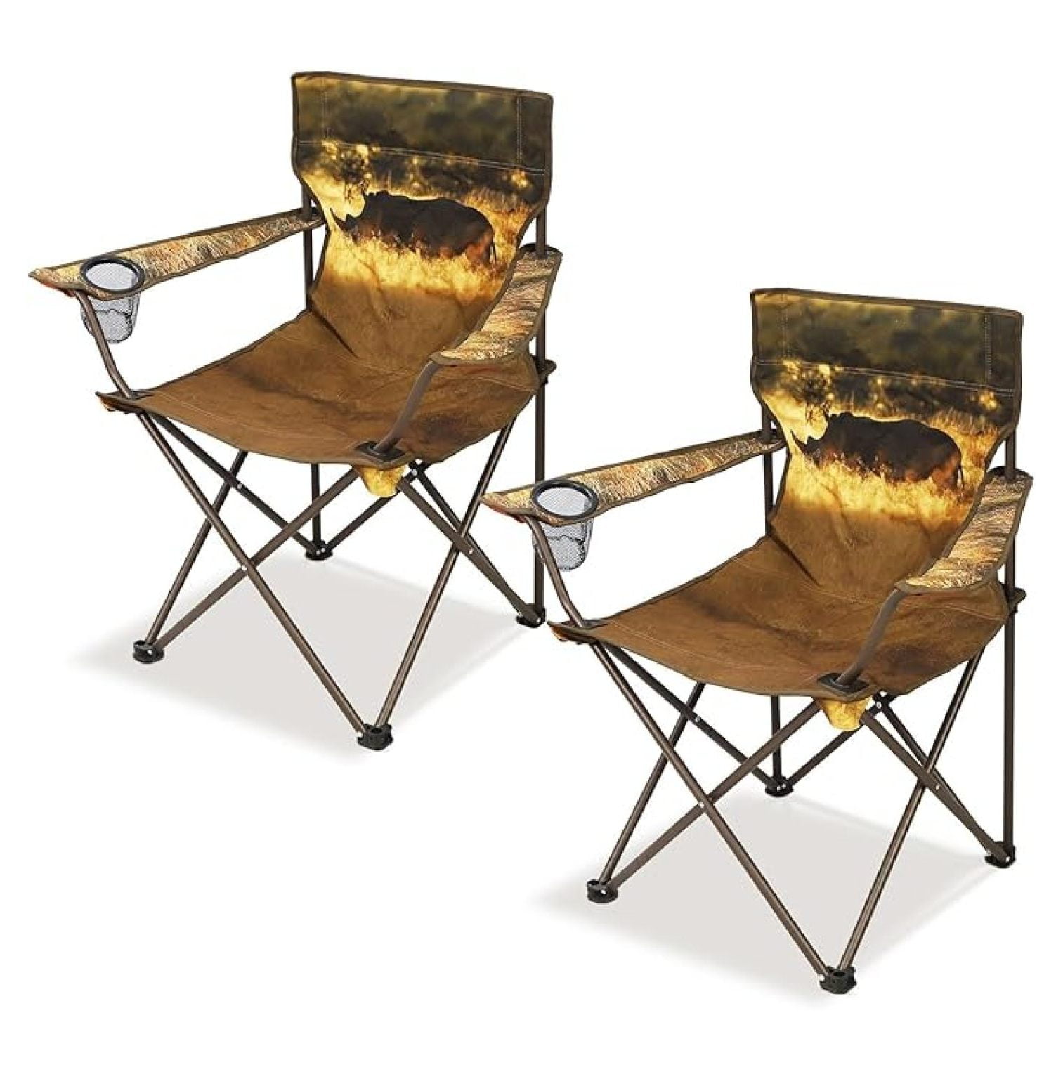 2-Pack Portable Folding Camping Chairs with Animal Print Design for ...