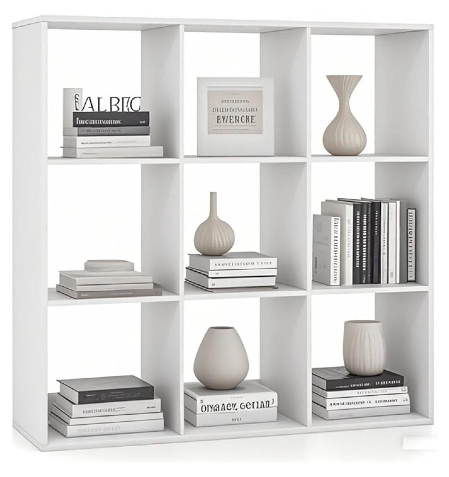 Cube Bookcase, White Bookshelf with Storage, Wood Bookshelves ...