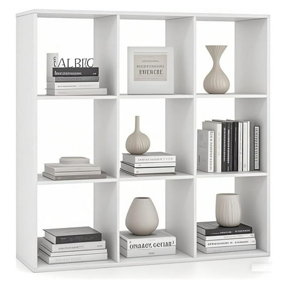 Cube Bookcase, White Bookshelf with Storage, Wood Bookshelves ...