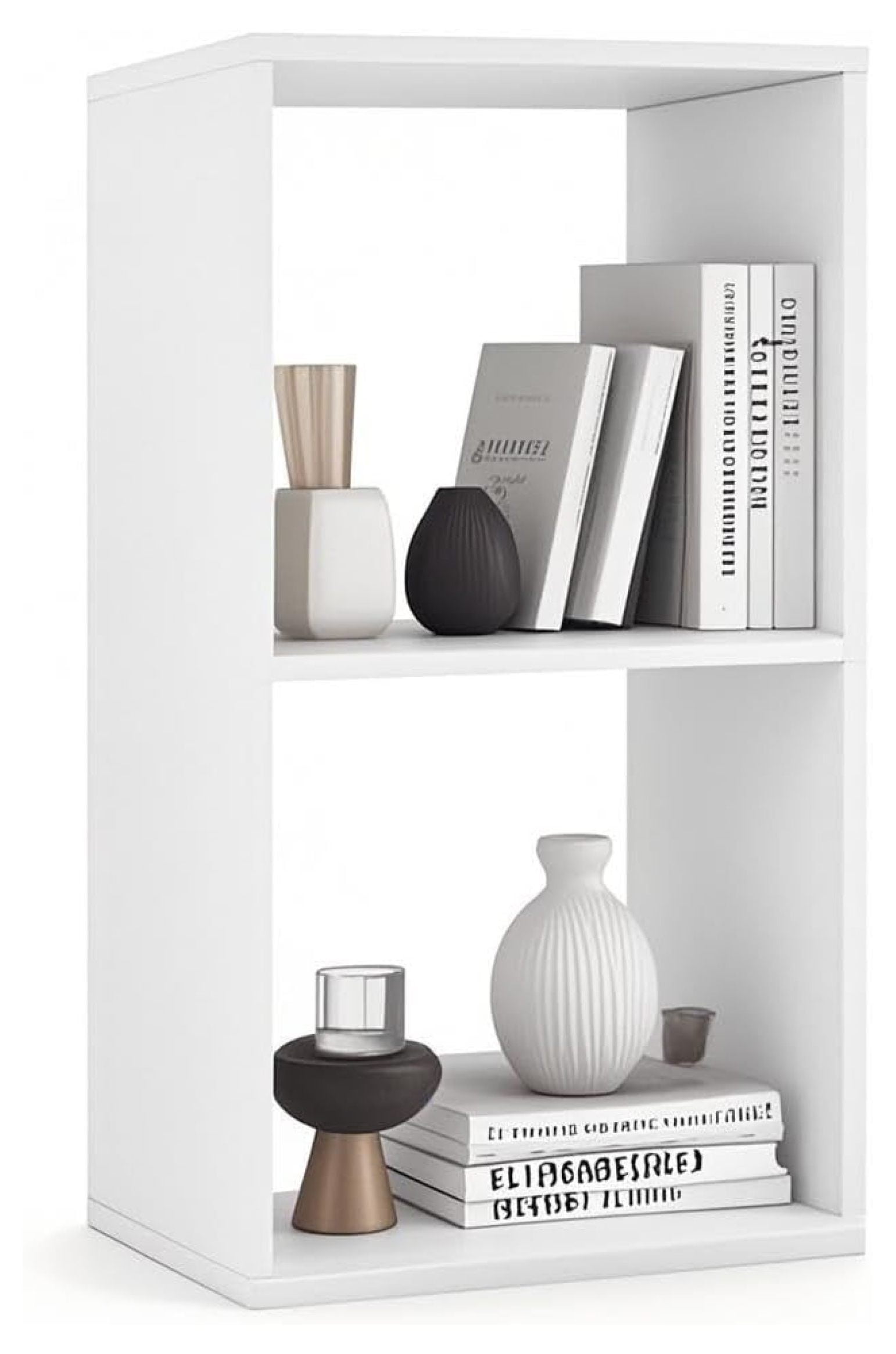 Cube Bookcase, White Bookshelf with Storage, Wood Bookshelves ...