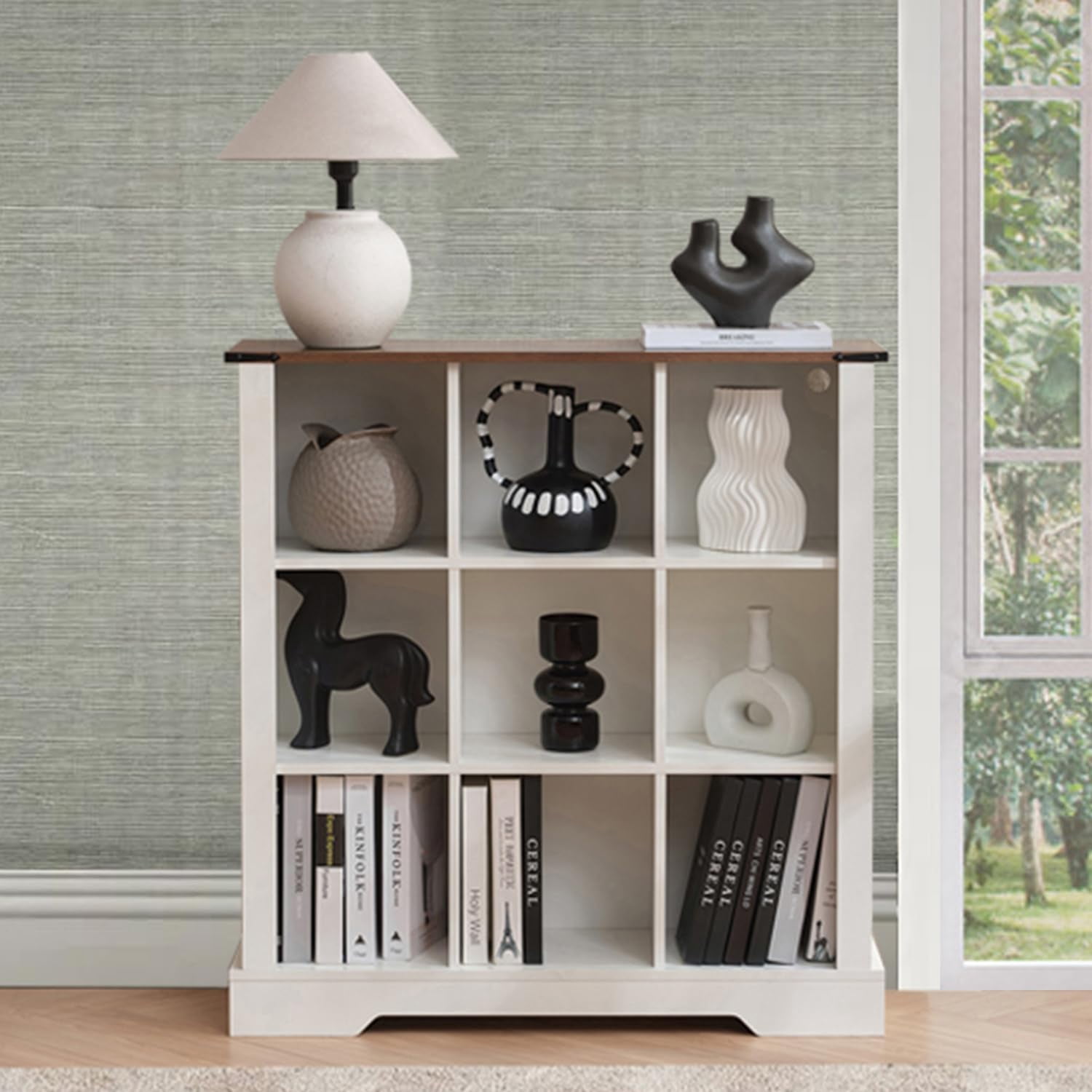 Cube Bookcase with Led Lights 2 Tier Storage Organizer Vintage Wood ...