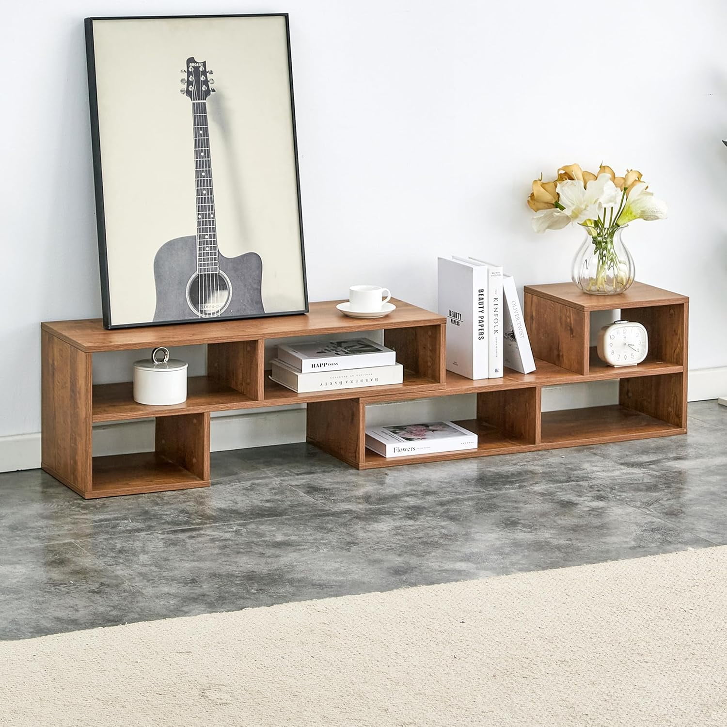 Cube Bookshelf with Shelves, 2 Piece L-Shaped TV Stand with Storage, TV ...