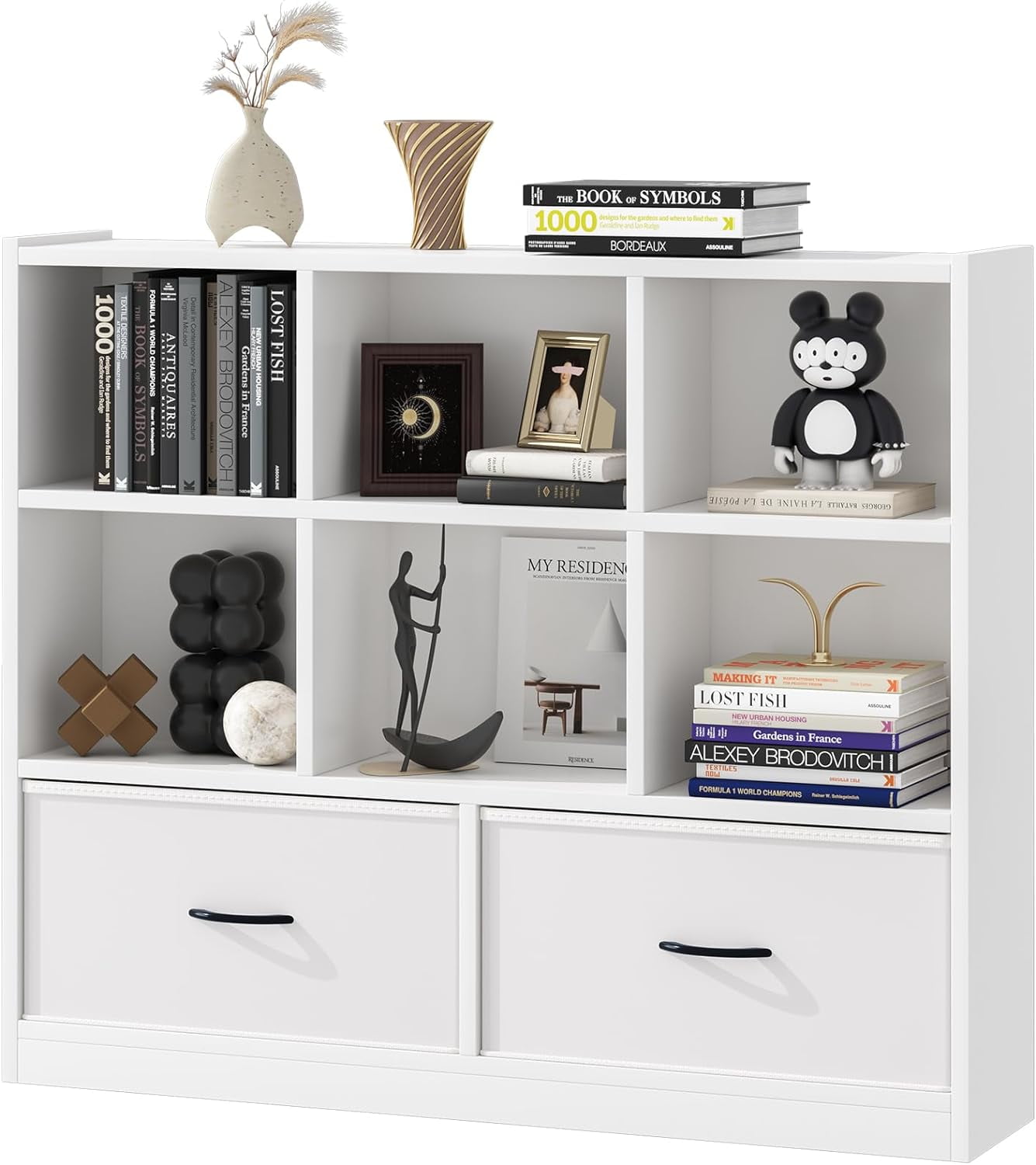 Cube Bookshelf Storage Organizer Bookcase,8 Cube Open Mid-Centur Shelf ...