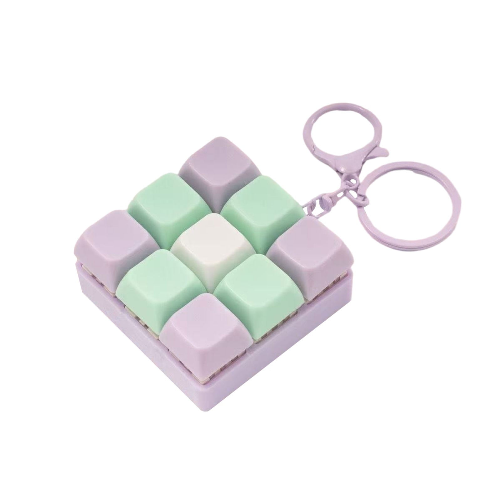 Cube Button Silicone Stress Reliever Keychain - Press Bubble Fidget Toy ...