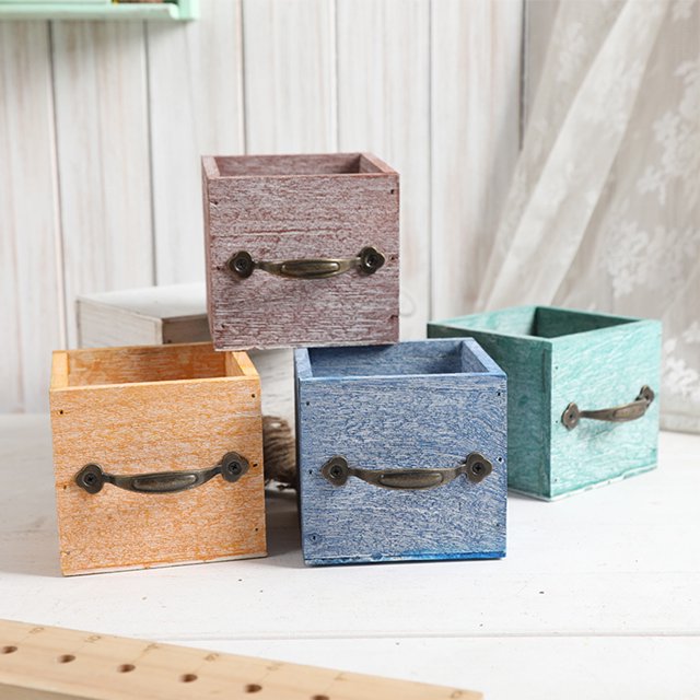 Cube Decorative Flower Basket Reusable Wood Flower Arrangement ...