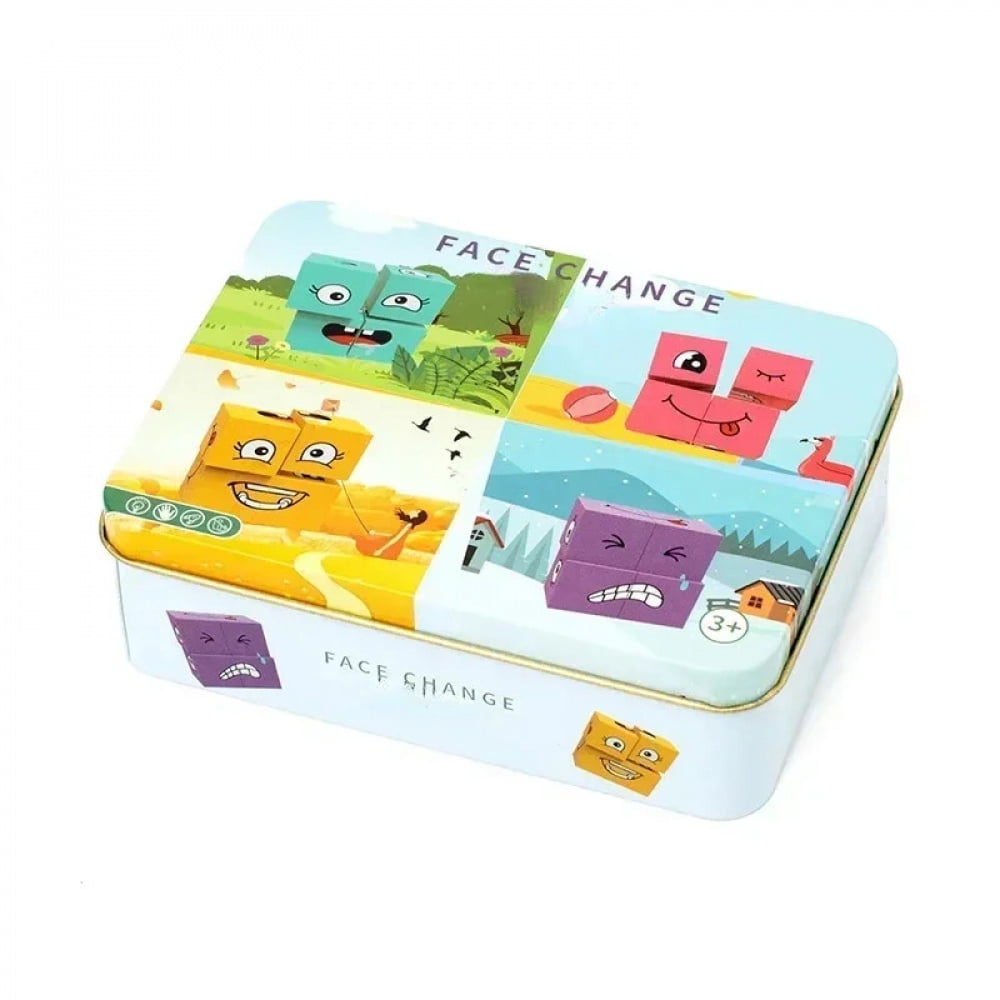 Cube Face Changing Building Blocks Board Game Wood Puzzle Montessori ...