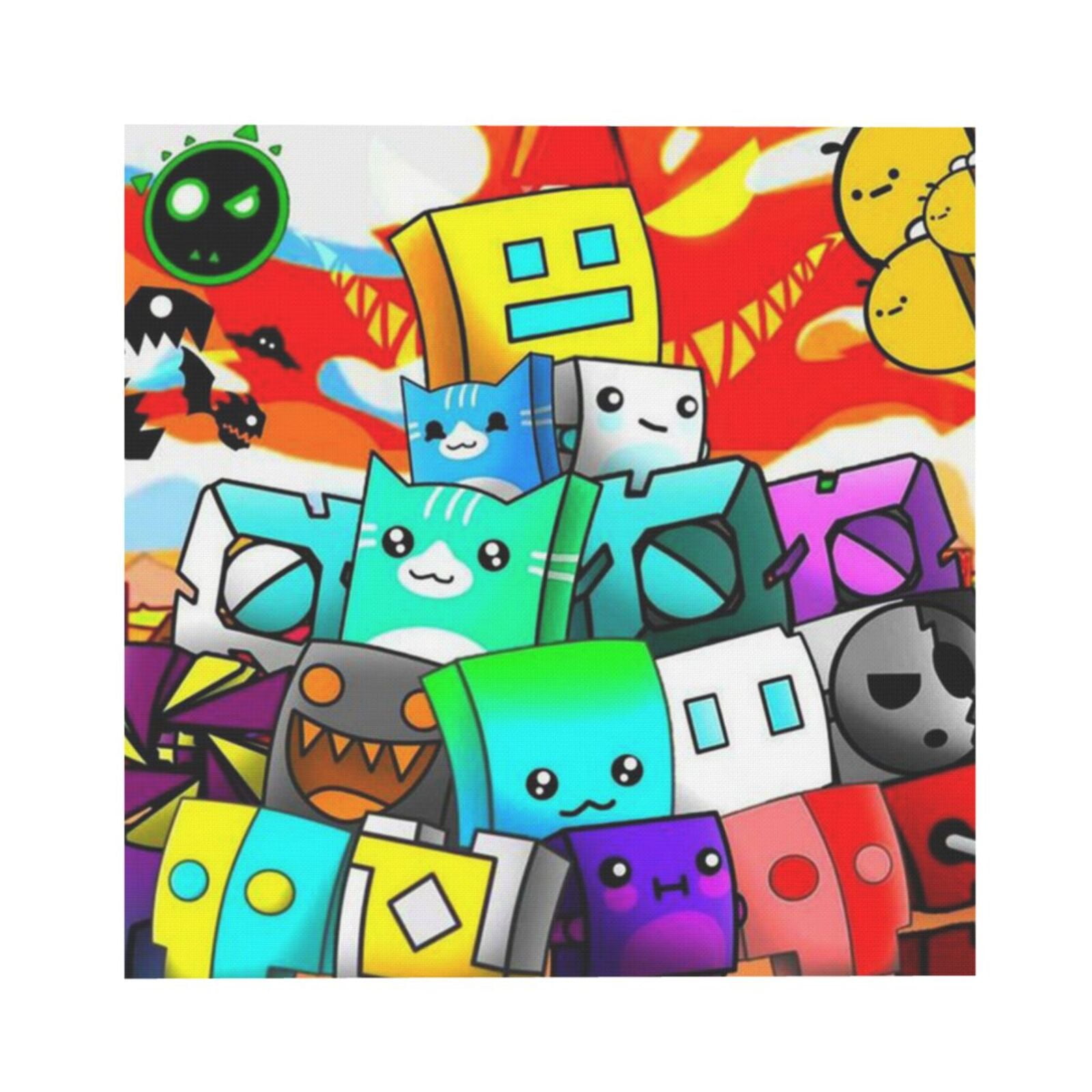 Cube Geometry Dash Canvas Decorative Poster Square Unframe Wall Poster ...