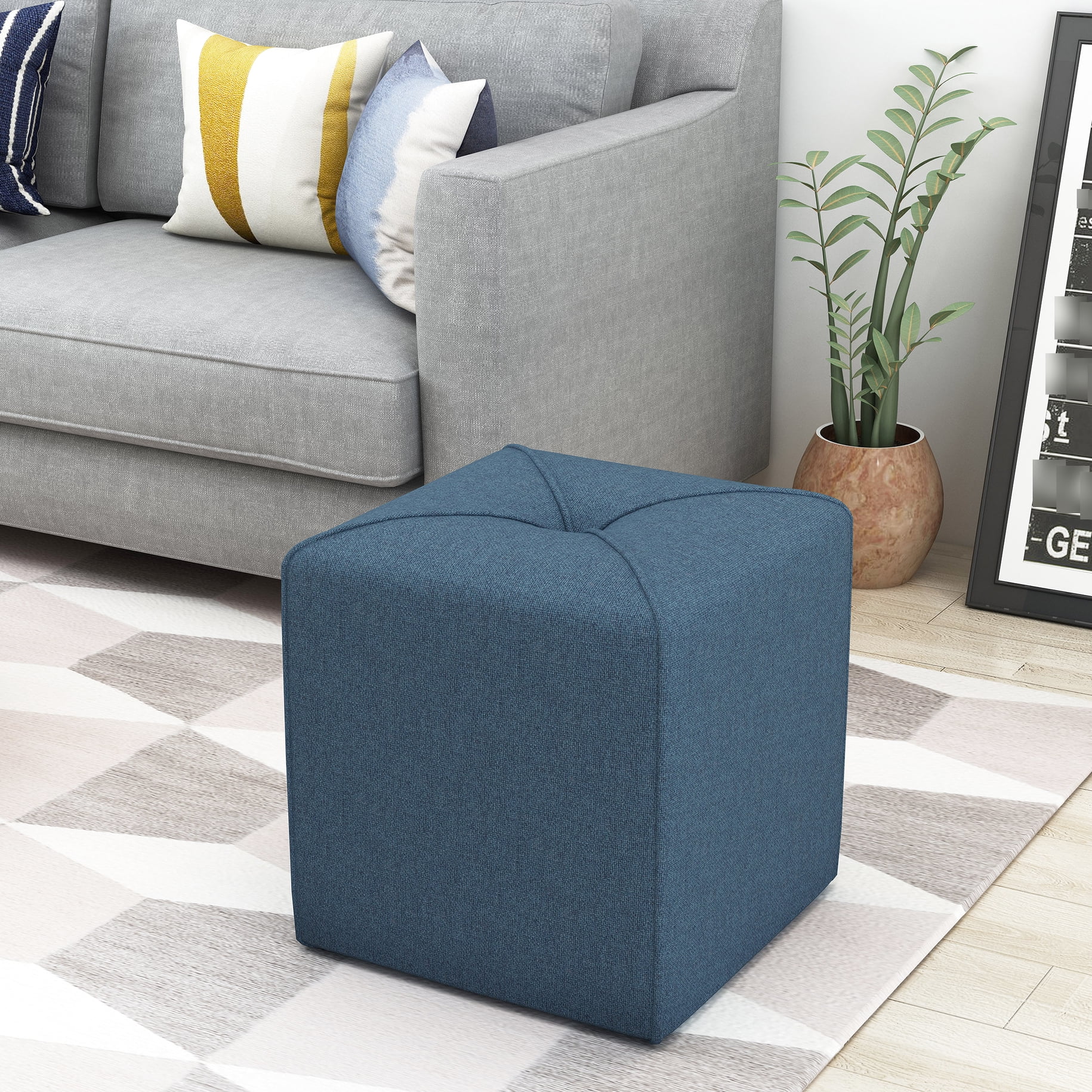 Cube In Navy Blue - Extra Seat And Relaxation Spot 16.15" X 17" No ...