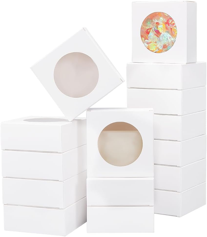 Cube Kraft Paper Storage Gift Boxes Visible Winbow Gift Packaging Case ...