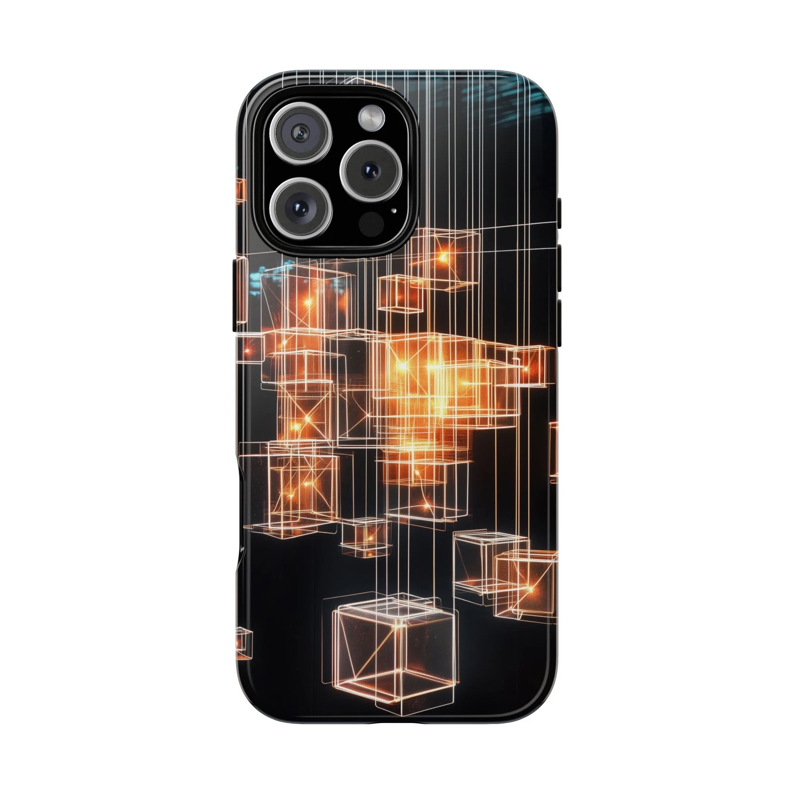 Cube Light Structure Abstract Art Case for iPhone 17 11 12 13 14 15 16 ...