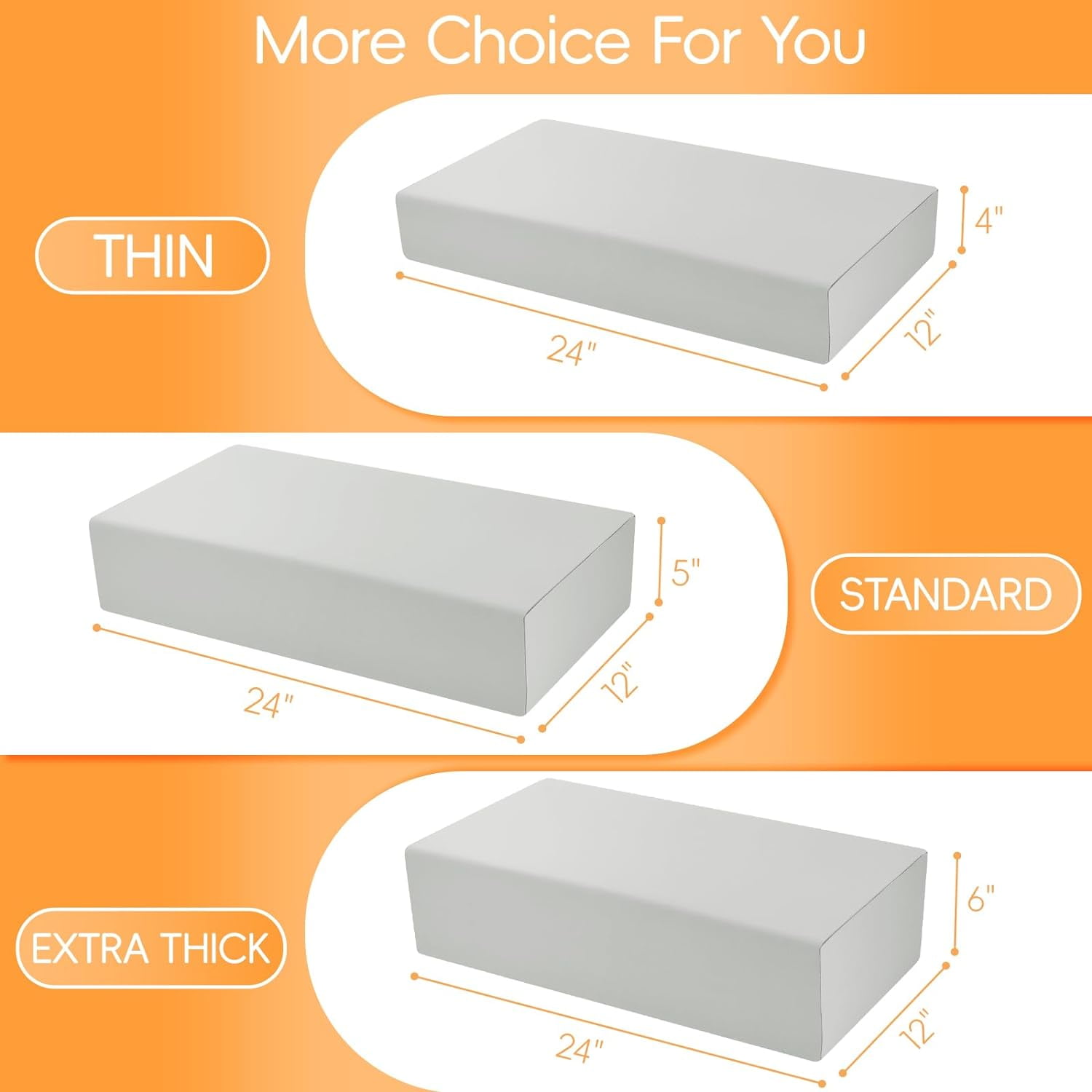 Cube Memory Foam Pillow for Side Sleepers - 24"x12"x6", Gray - Walmart.com