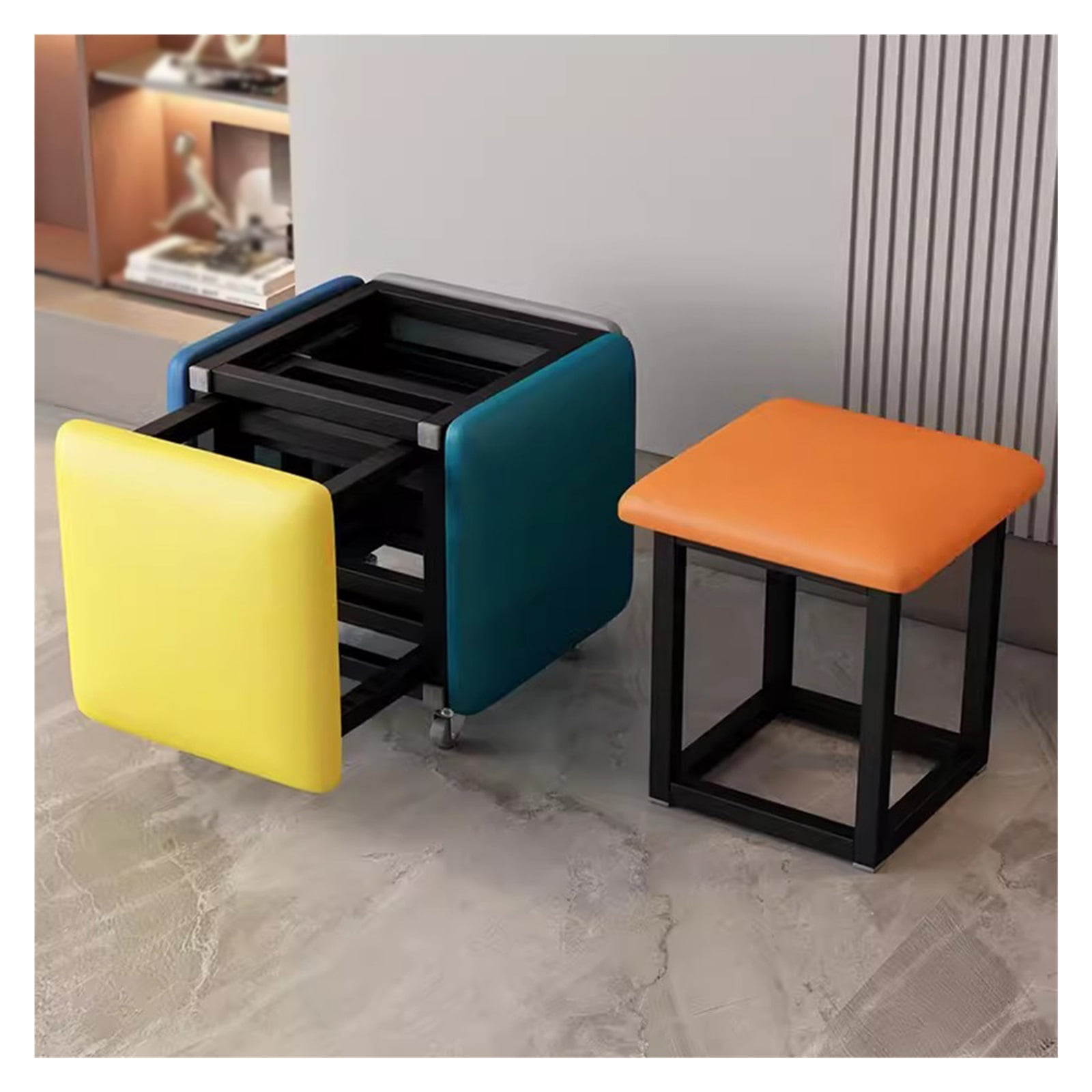 Cube Nesting Sofa Chair 5 in 1,Stackable Nesting Ottoman Foot Rest with ...