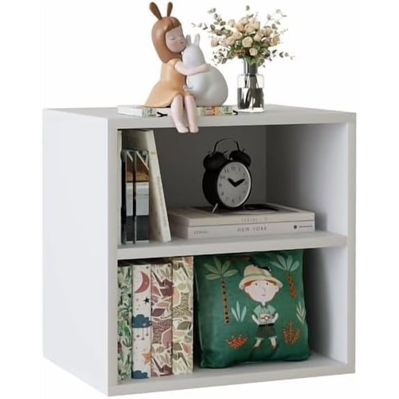 Cube Organizer Shelf, 2-Tier Stackable Bookshelf, Wooden Display ...