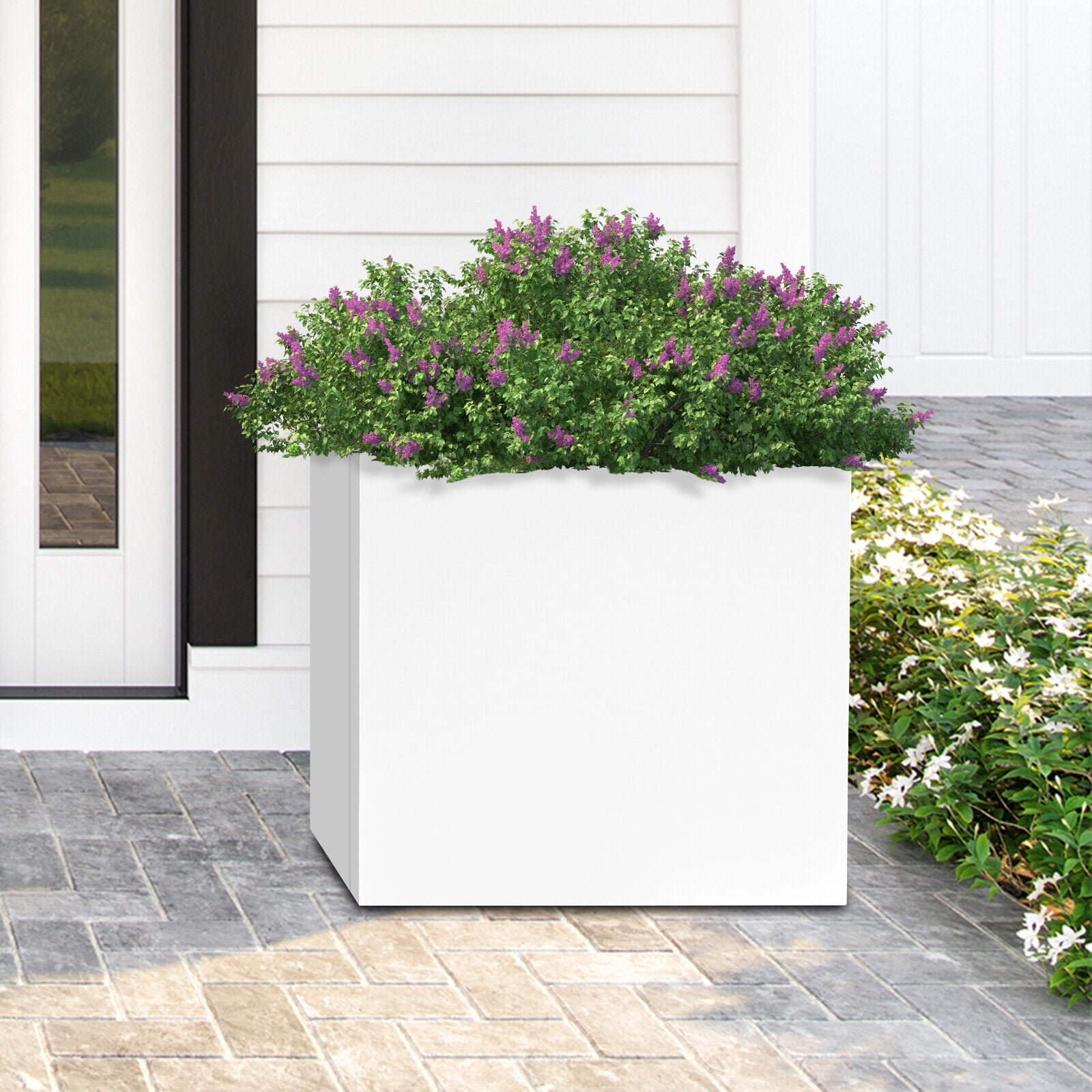 Cube Planter Box, Indoor Outdoor Planter, Square Outdoor Planter White ...
