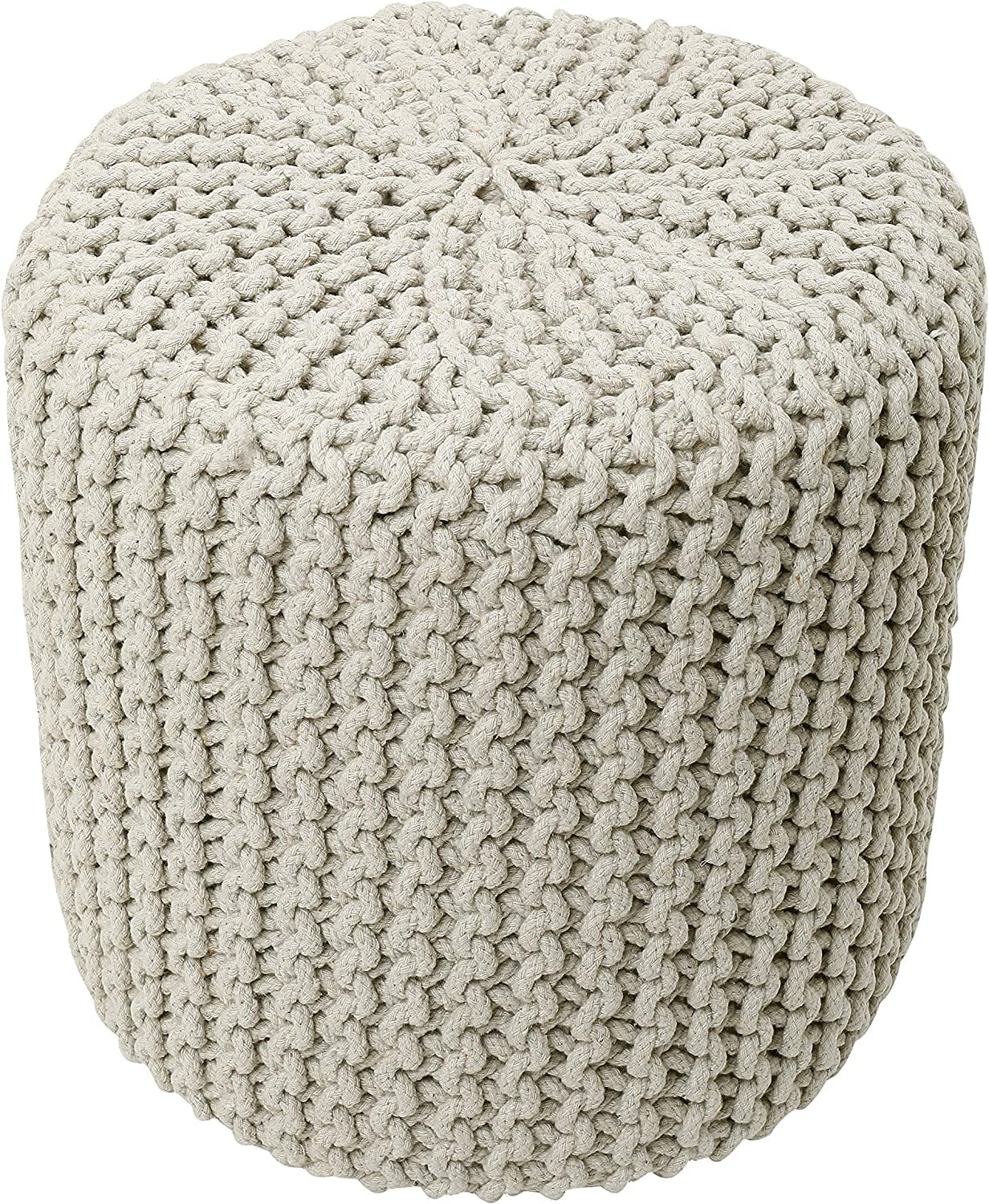 Cube Pouf Foot Stool Ottoman - Hand Knitted Poof - Cord Boho Pouffe ...