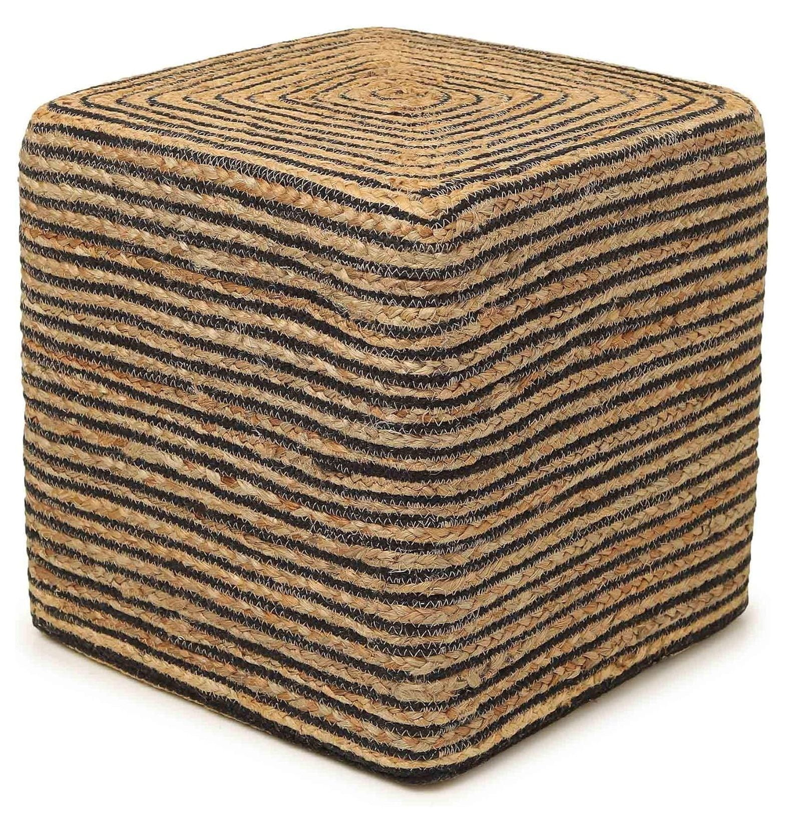 · Cube Pouf Foot Stool Ottoman - Jute Braided Pouffe Poof Accent ...