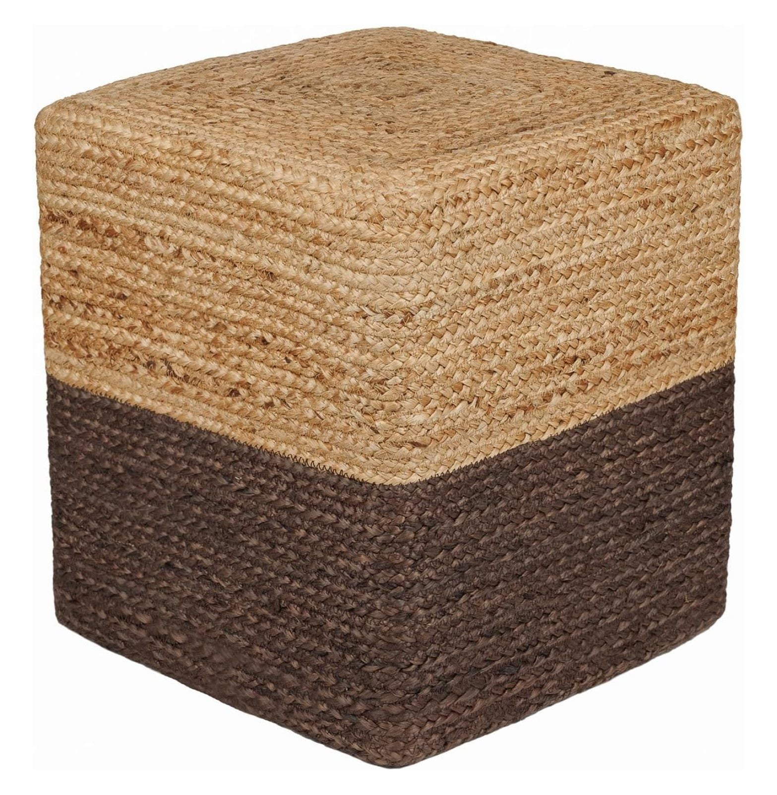 · Cube Pouf Foot Stool Ottoman - Jute Braided Pouffe Poof Accent ...