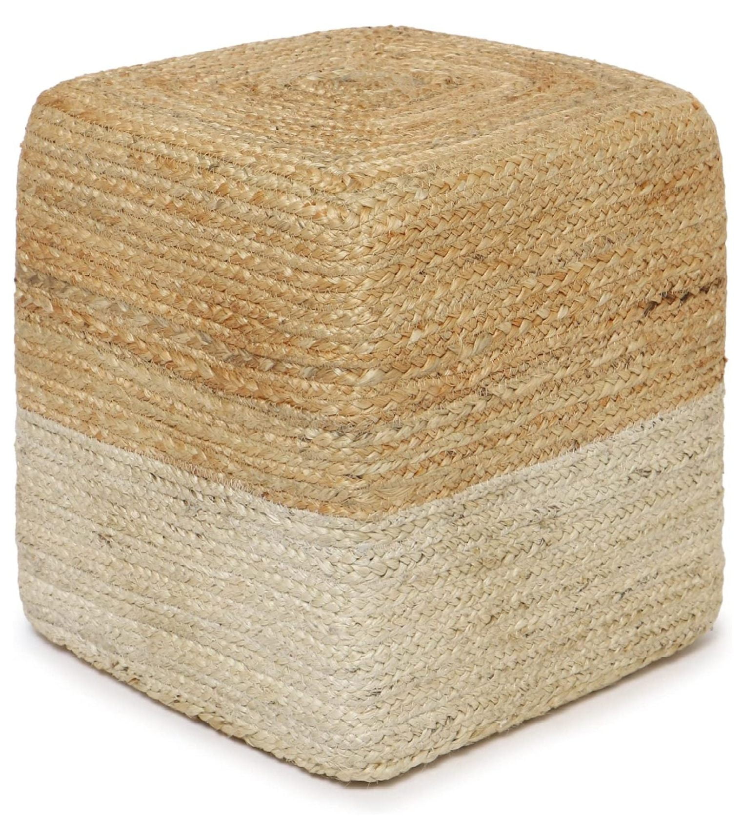 · Cube Pouf Ottoman - Braided Pouffe Accent Sitting Square Footrest for Living Room, Bedroom ...