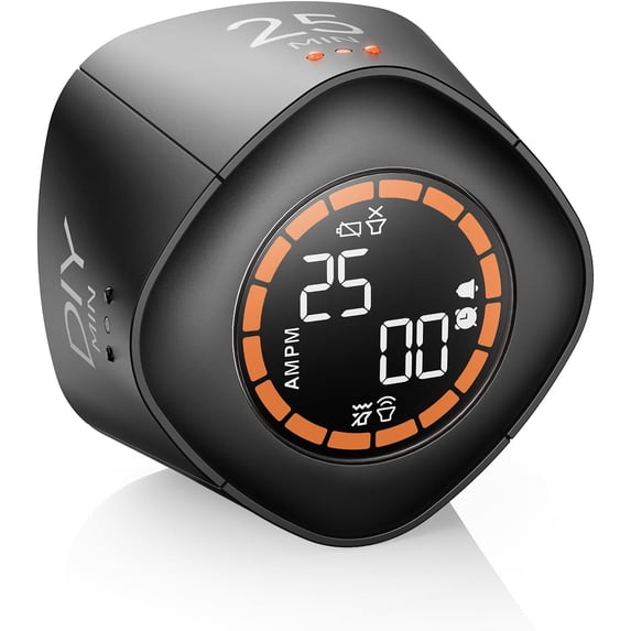 Cube Productivity Timer, 5/10/25/DIY Min Presets + Count-Up Mode, Time ...