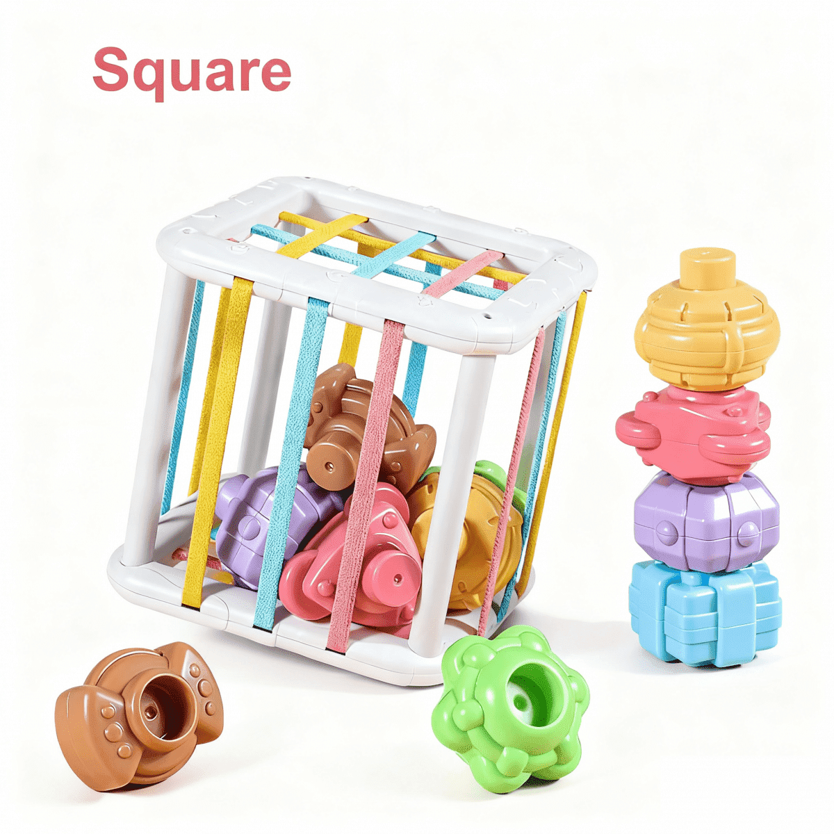 Cube & Sensory Shape Blocks, Sensory Activity Toys with 6Pieces Shape ...