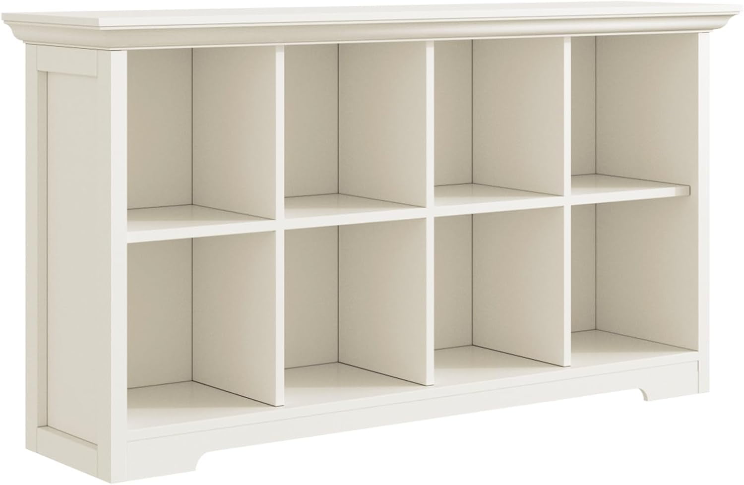 Cube Shelf Bookcase with Base - Wooden 2 Tiers Floor Standing Low ...
