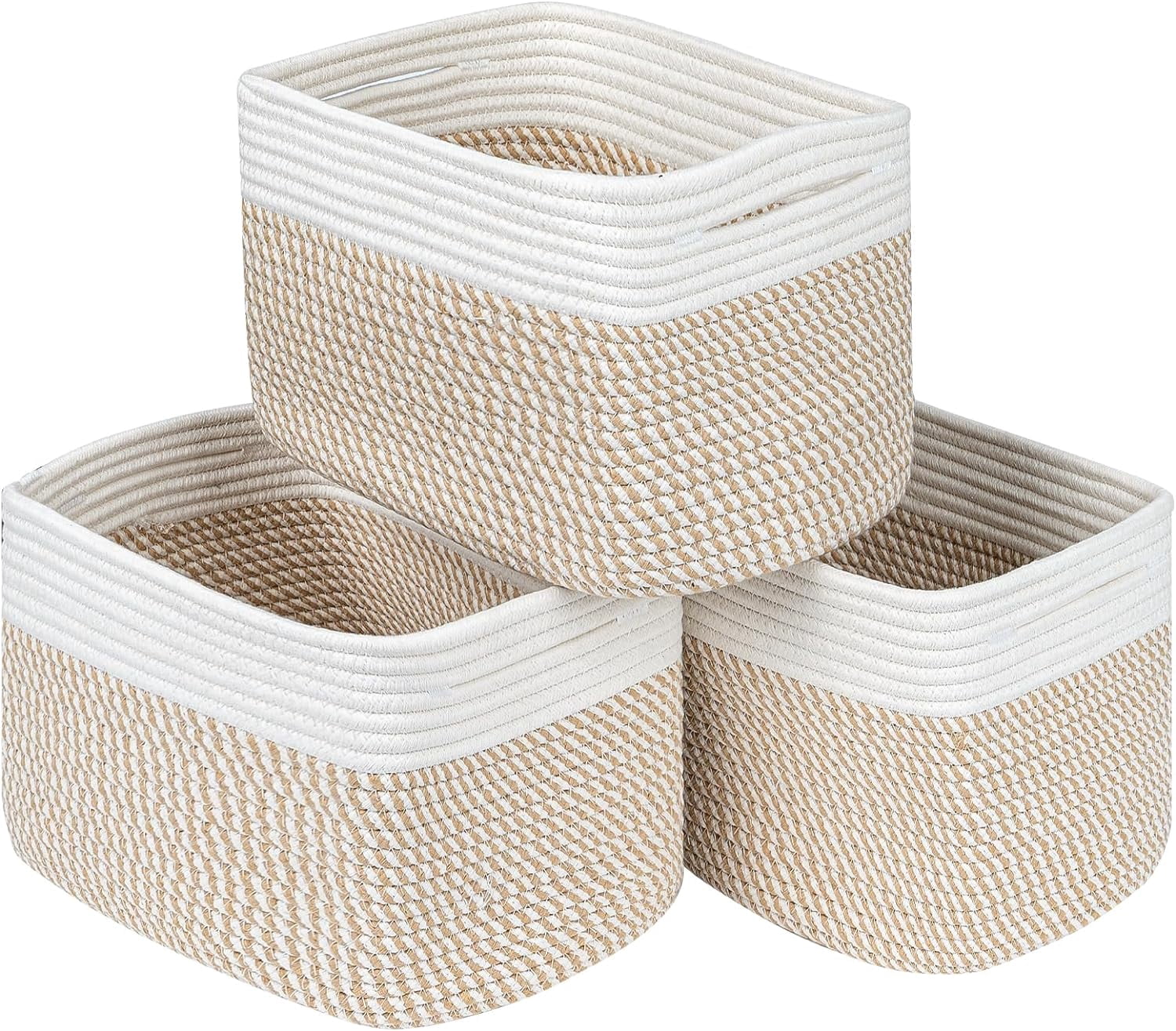 Cube Shelf Storage Baskets for Organizing,Rectangular Woven Rope ...