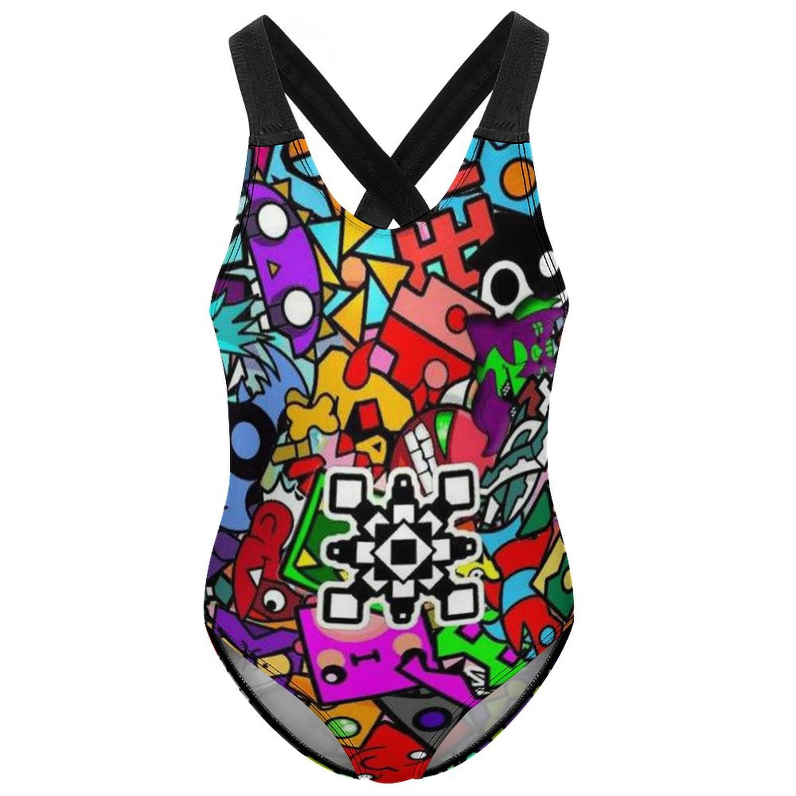 Cube Ship Demon Geometry Dash Children's One-piece Swimsuit Summer Girl ...