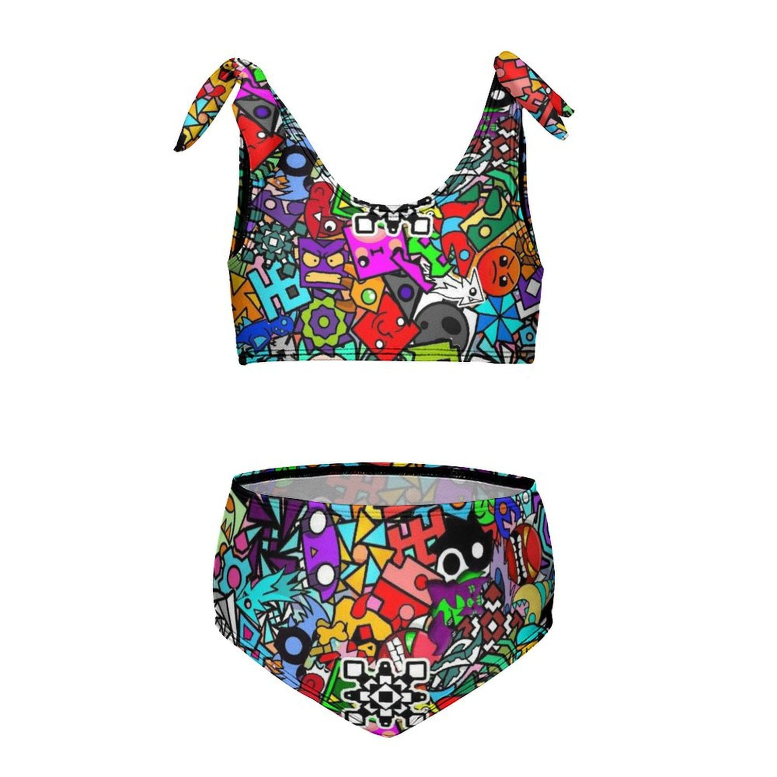 Cube Ship Demon Geometry Dash Girls Swimsuits Set 2pcs Summer Holiday ...