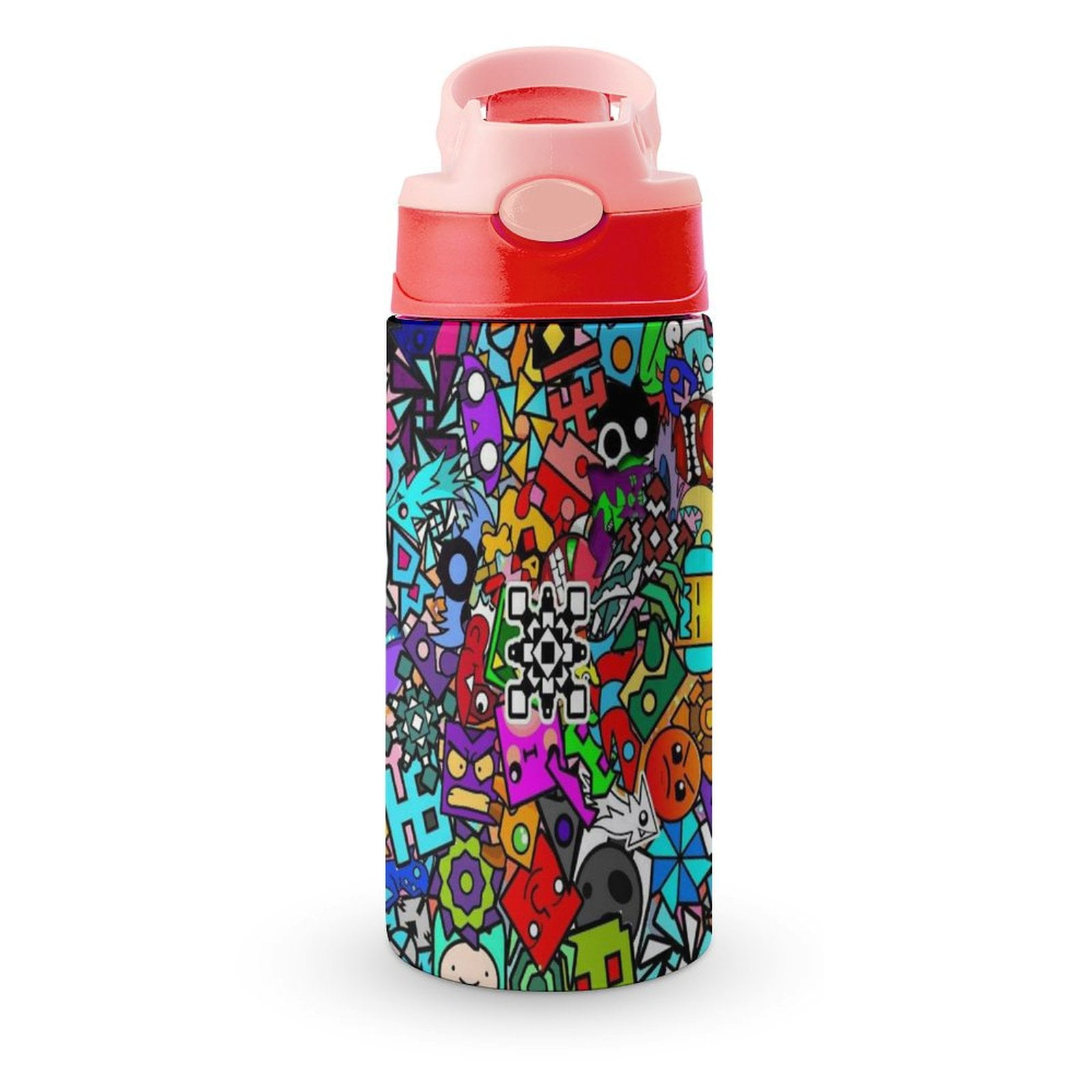 Cube Ship Demon Geometry Dash Kid's Insulated Water Bottle With Straw ...