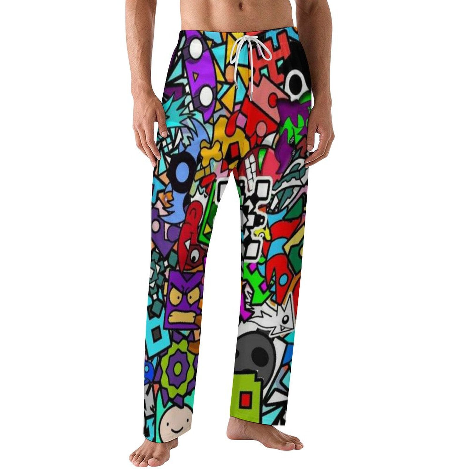 Cube Ship Demon Geometry Dash Mens Pajama Pants Cozy Soft Lounge Sleep ...