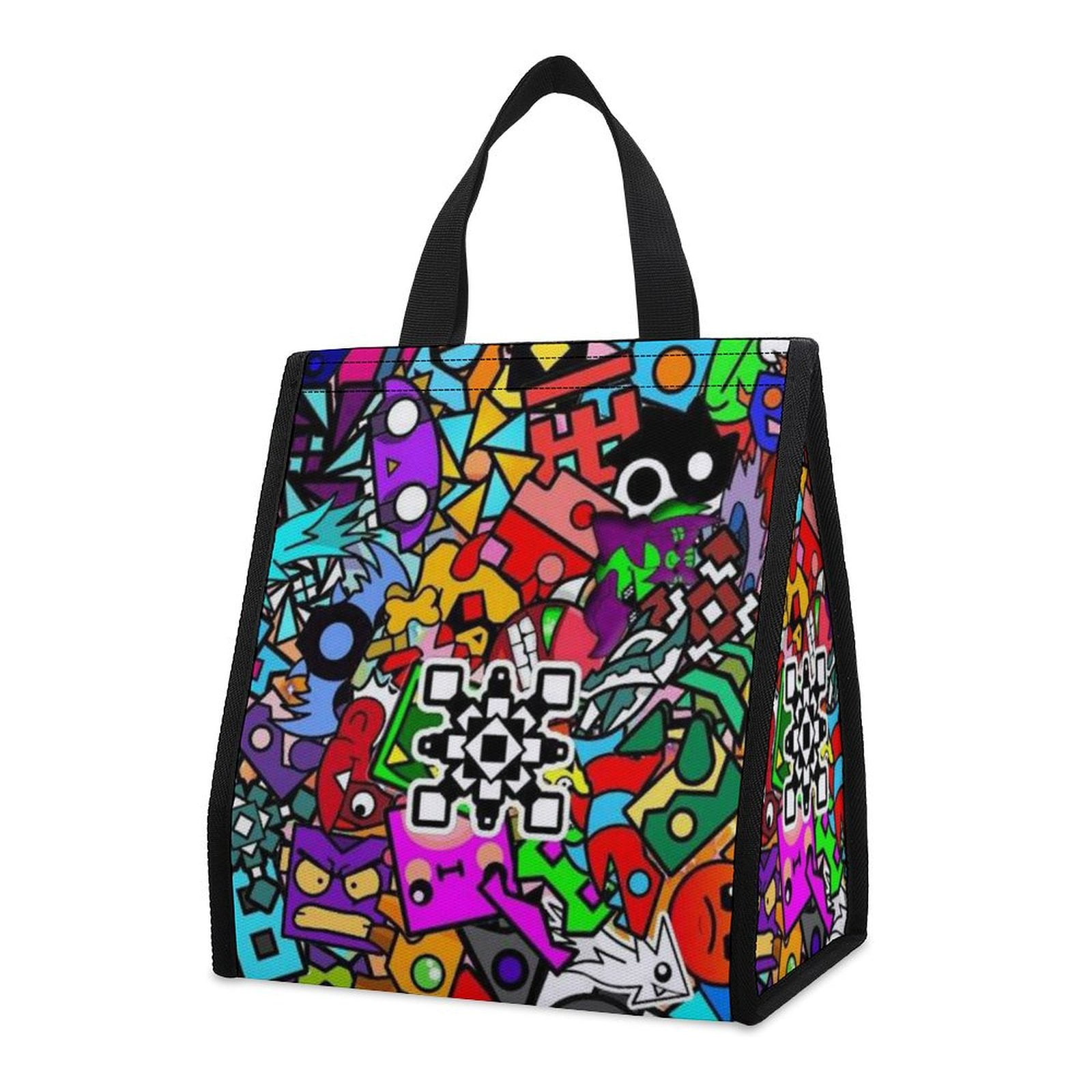 Cube Ship Demon Geometry Dash Portable Lunch Bag Folding Insulated ...